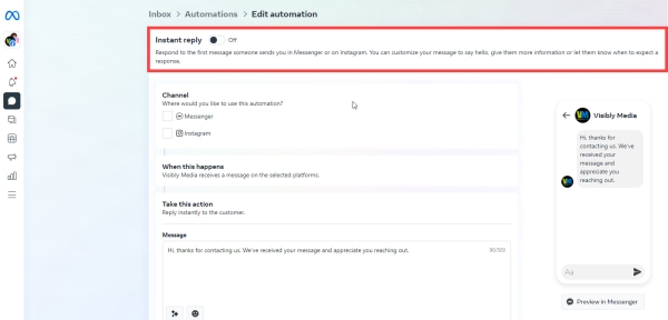 Facebook: Turn On or Off Your Page’s Auto-Reply - Visibly Media