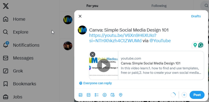 YouTube: How To Post A Video Link To X So The Graphic Shows - Visibly Media