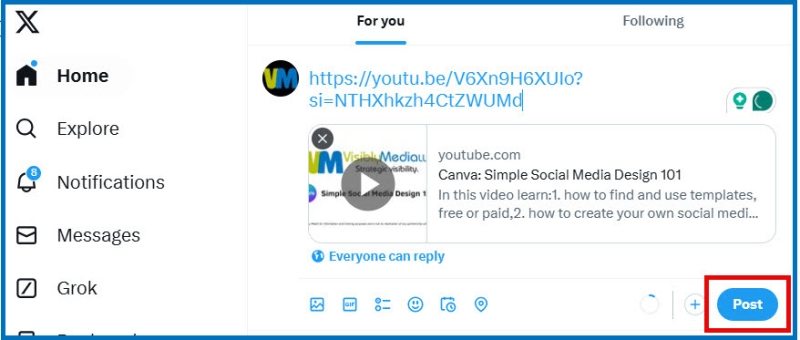 YouTube: How To Post A Video Link To X So The Graphic Shows - Visibly Media
